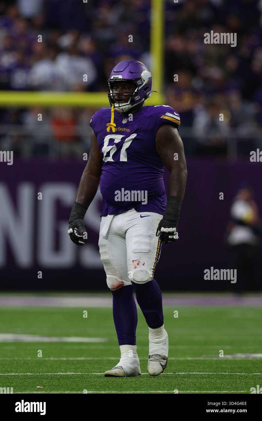 Minnesota Vikings defensive lineman Jalen Redmond stands on the field ...