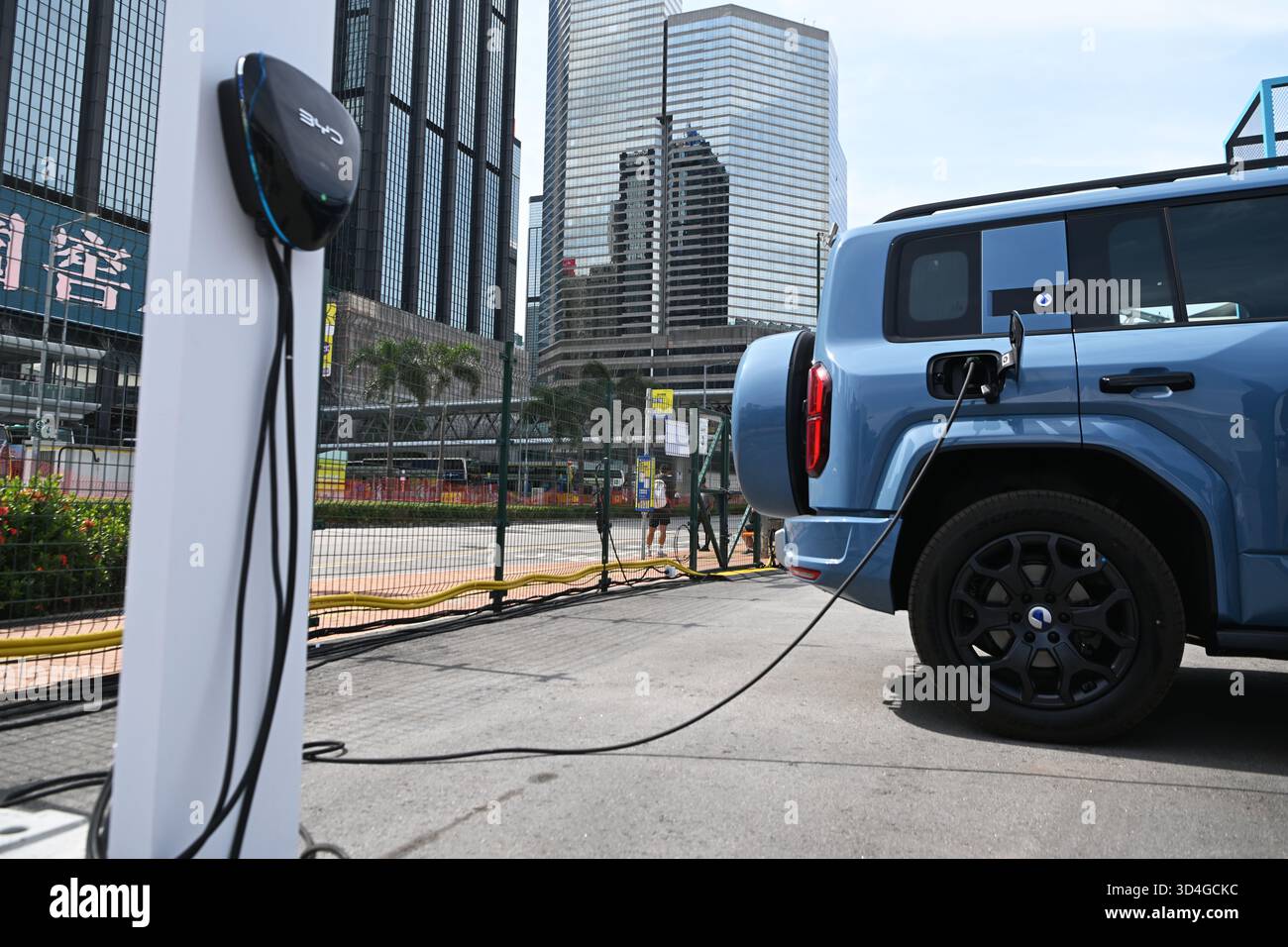 BYD electric vehicle (Denza B5), a Chinese carmaker brand, charges at ...