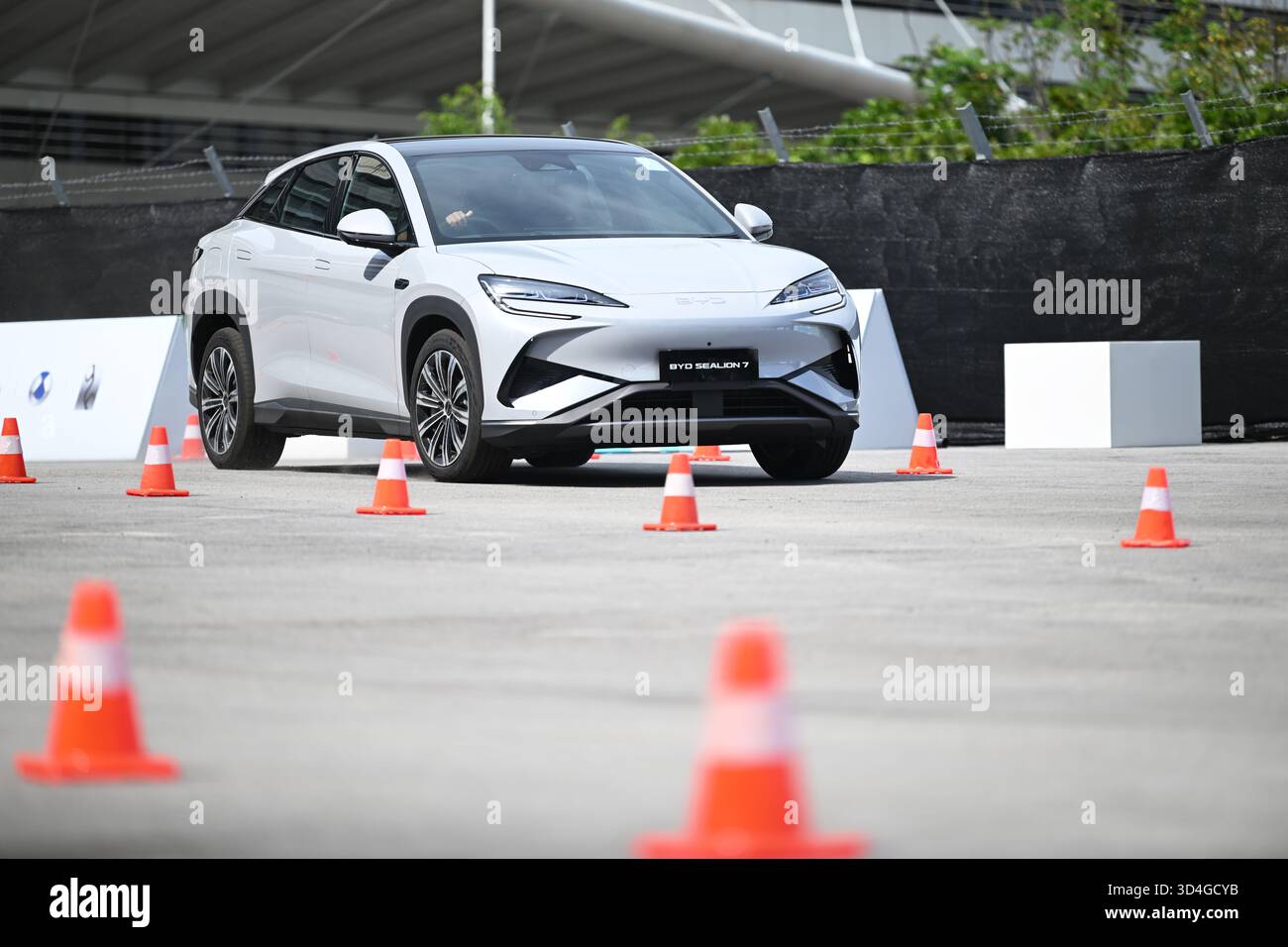 BYD electric vehicle (Sealion 7), a Chinese carmaker brand, driving at ...