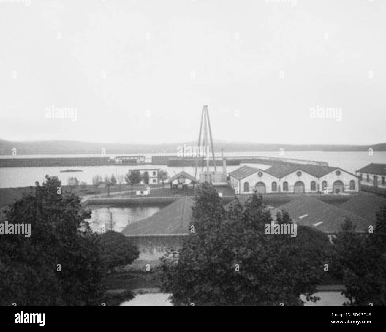 Restored image showing the view of the Port of Ferrol from 'Castillo de ...