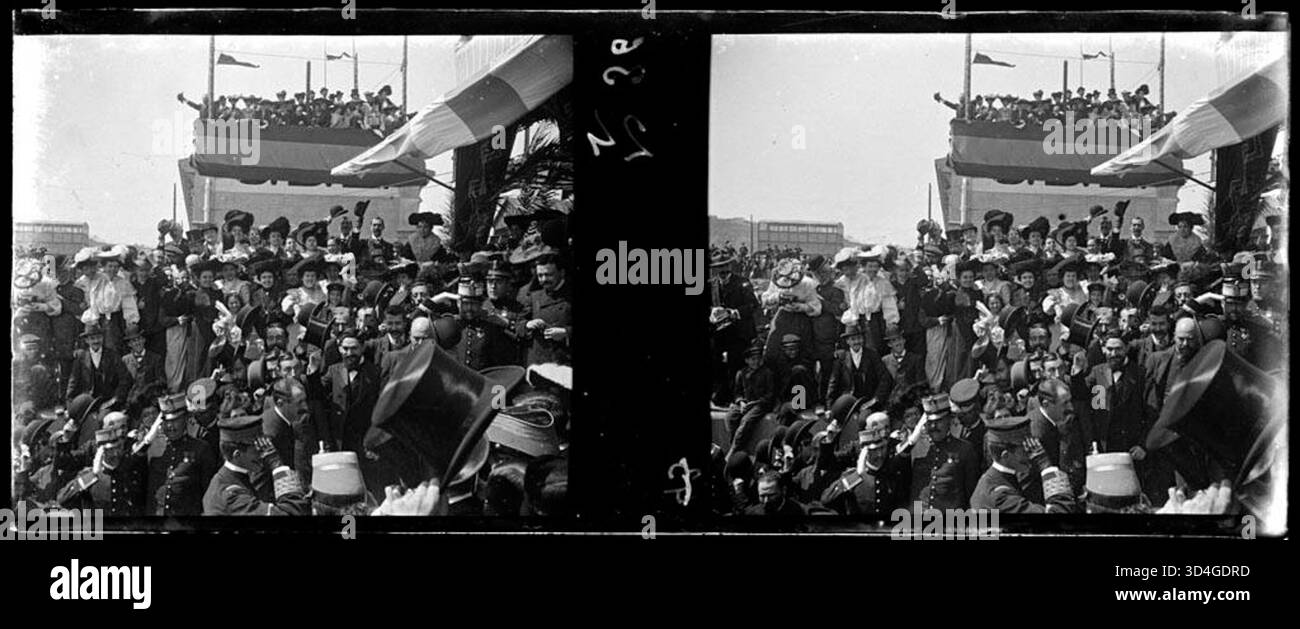This photograph from 1904 shows the arrival of King Alfonso XIII at the ...