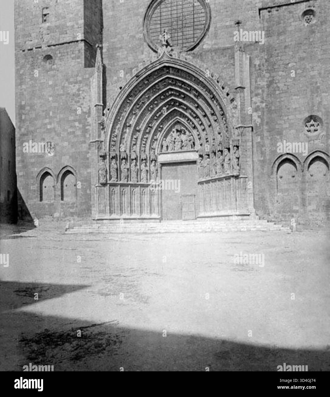 Restored portal of the Basilica of Santa Maria in Castelló d'Empúries ...