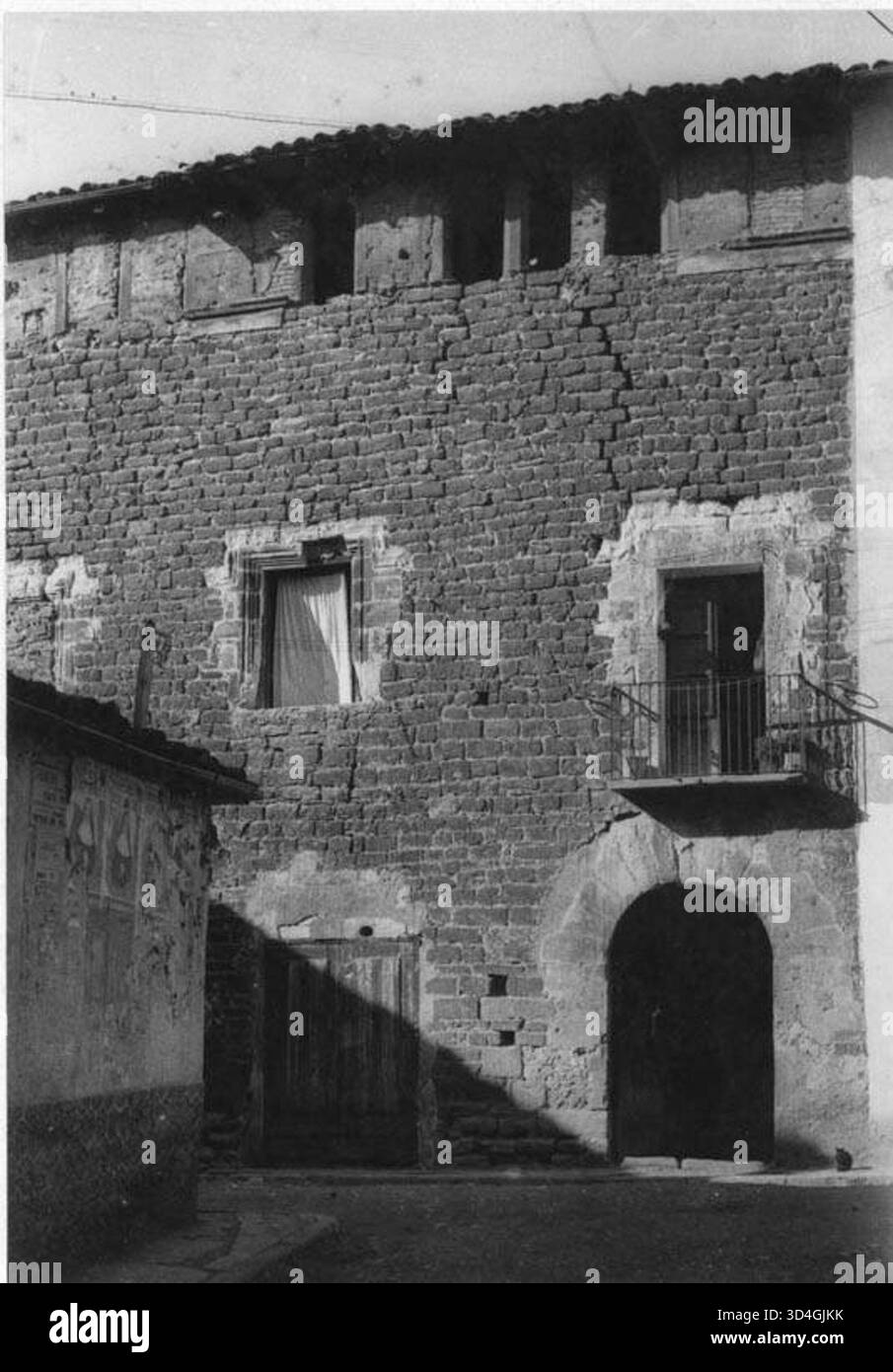 The facade of a house located in front of the prison in Tremp, captured ...