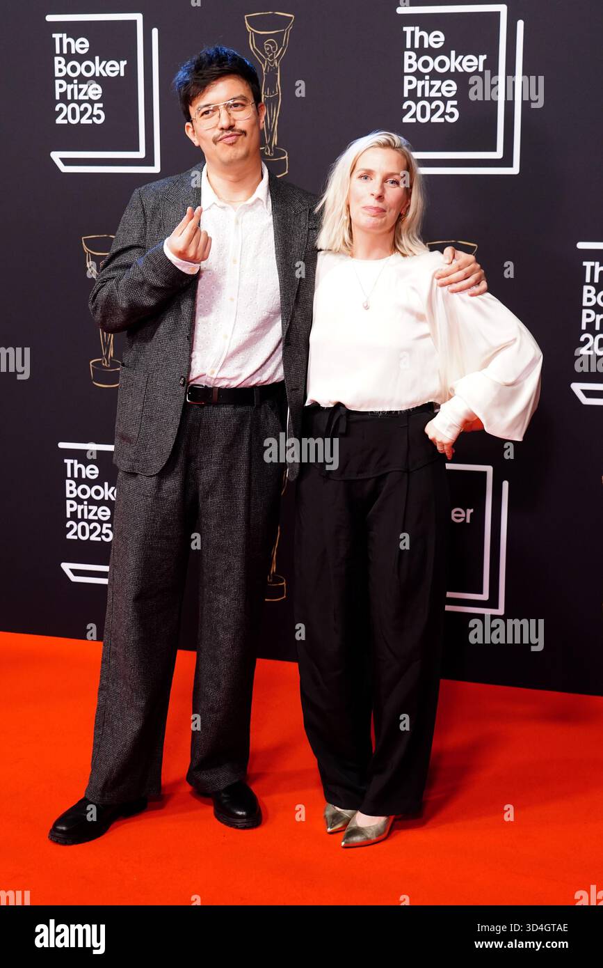 Phil Wang (left) and Sara Pascoe arriving for the announcement of the ...