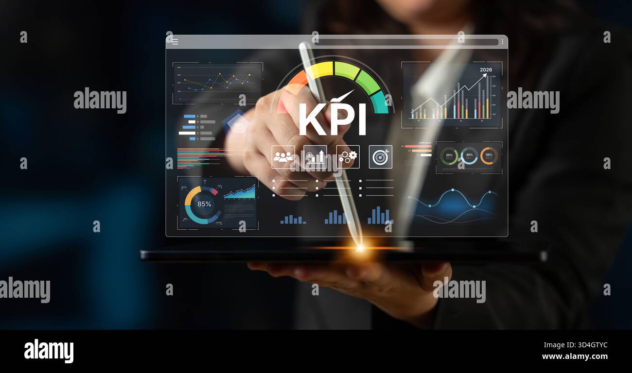 A business intelligence dashboard displaying various Key Performance ...