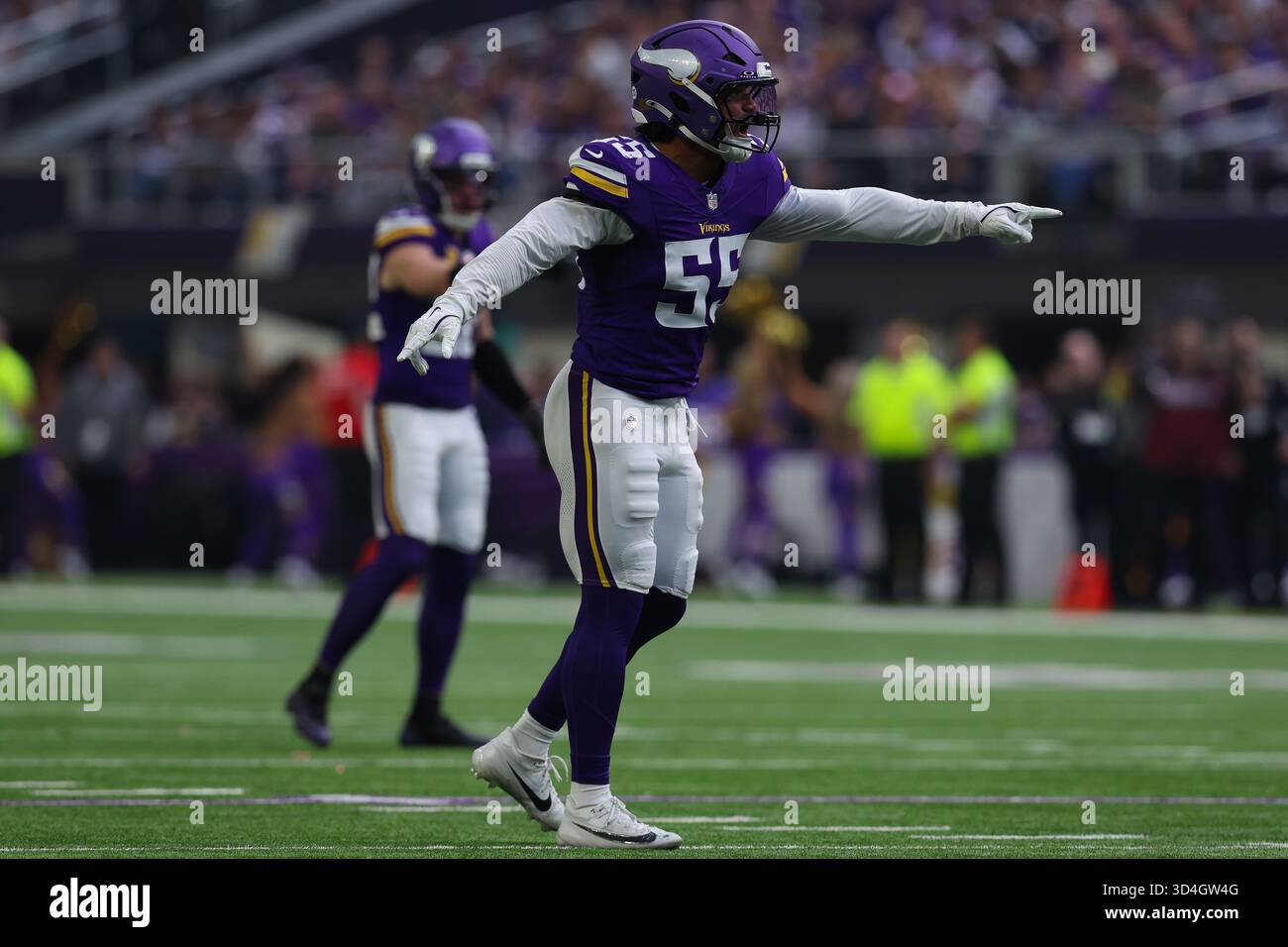 Minnesota Vikings linebacker Eric Wilson (55) lines up for a play ...