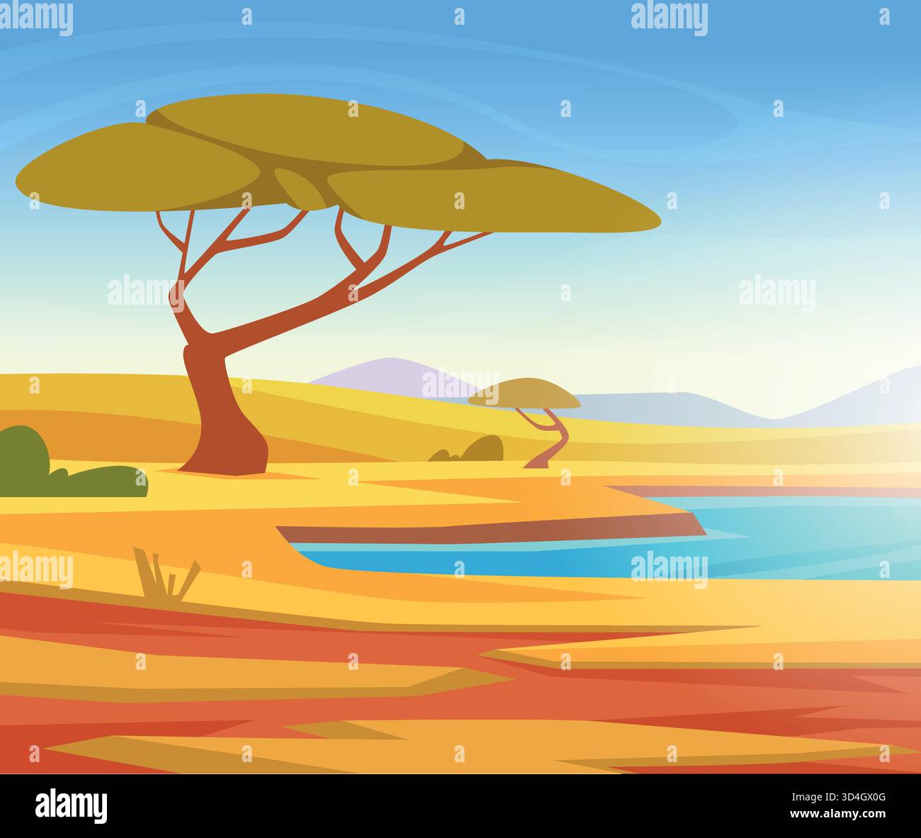 Savanna lake in tanzania Stock Vector Images - Alamy