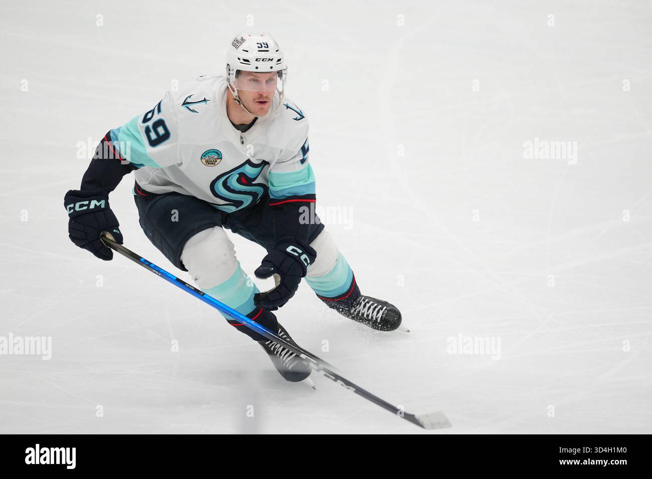 Seattle Kraken center Ben Meyers (59) skates during the third period of ...