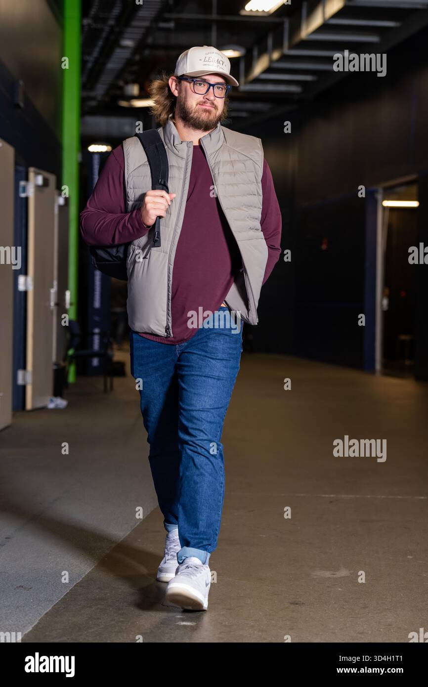 Seattle Seahawks long snapper Chris Stoll (41) arrives before an NFL ...