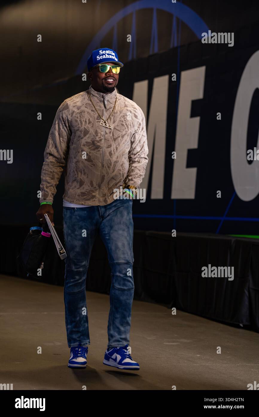 Seattle Seahawks assistant coach Neiko Thorpe arrives before an NFL ...