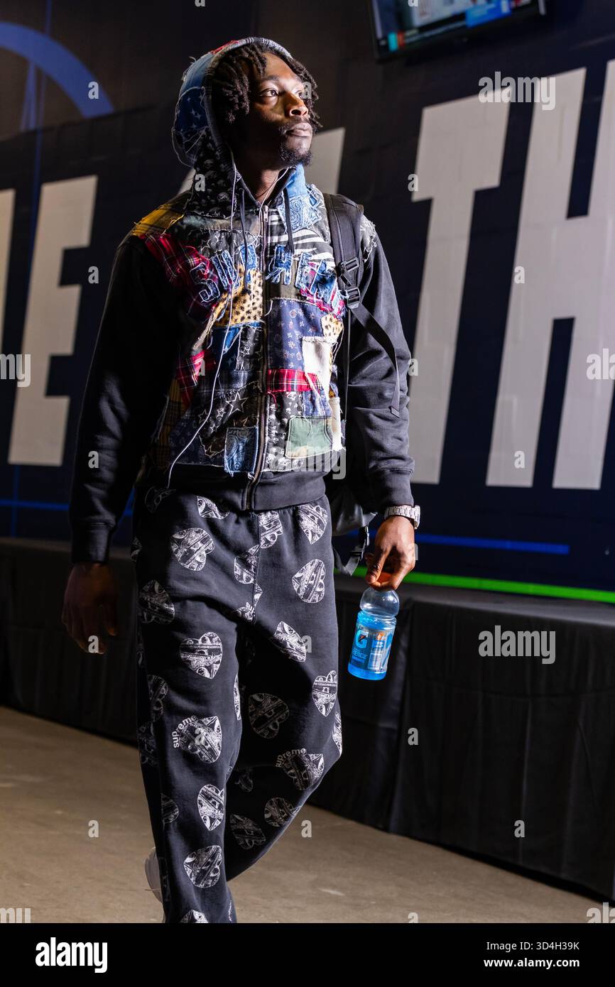 Seattle Seahawks cornerback Derion Kendrick (1) arrives before an NFL ...