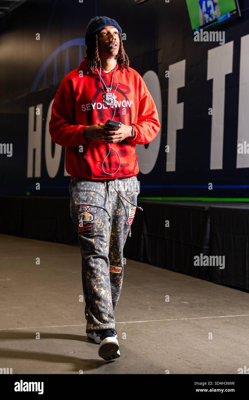 Seattle Seahawks wide receiver Tyrone Broden (85) arrives before an NFL ...