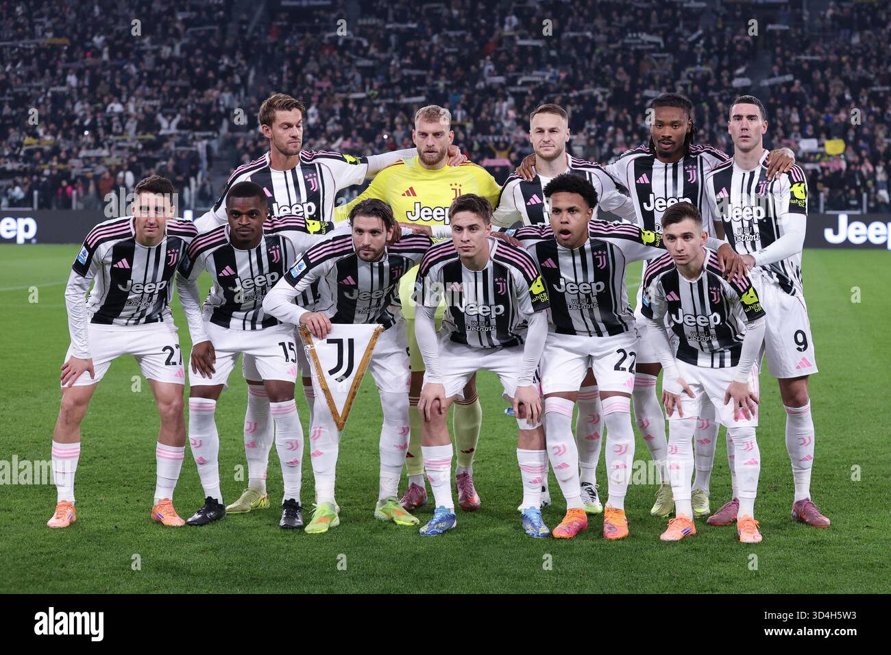 TURIN, ITALY - NOVEMBER 8: L-R) Juventus FC squad poses for team photo ...