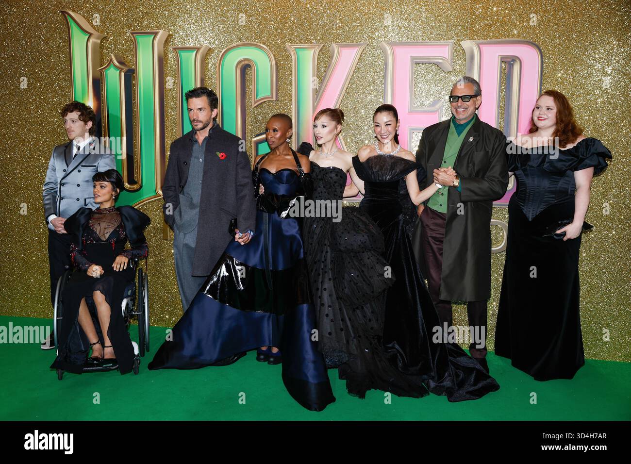 Ethan Slater, from left, Marissa Bode, Jonathan Bailey, Cynthia Erivo, Ariana Grande, Michelle ...