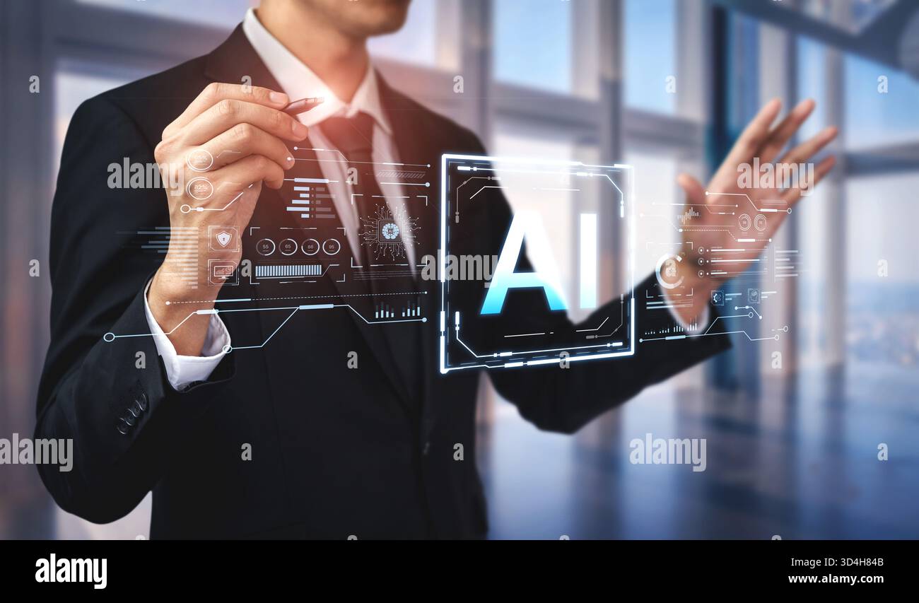 A futuristic user interface for business intelligence. This advanced AI ...