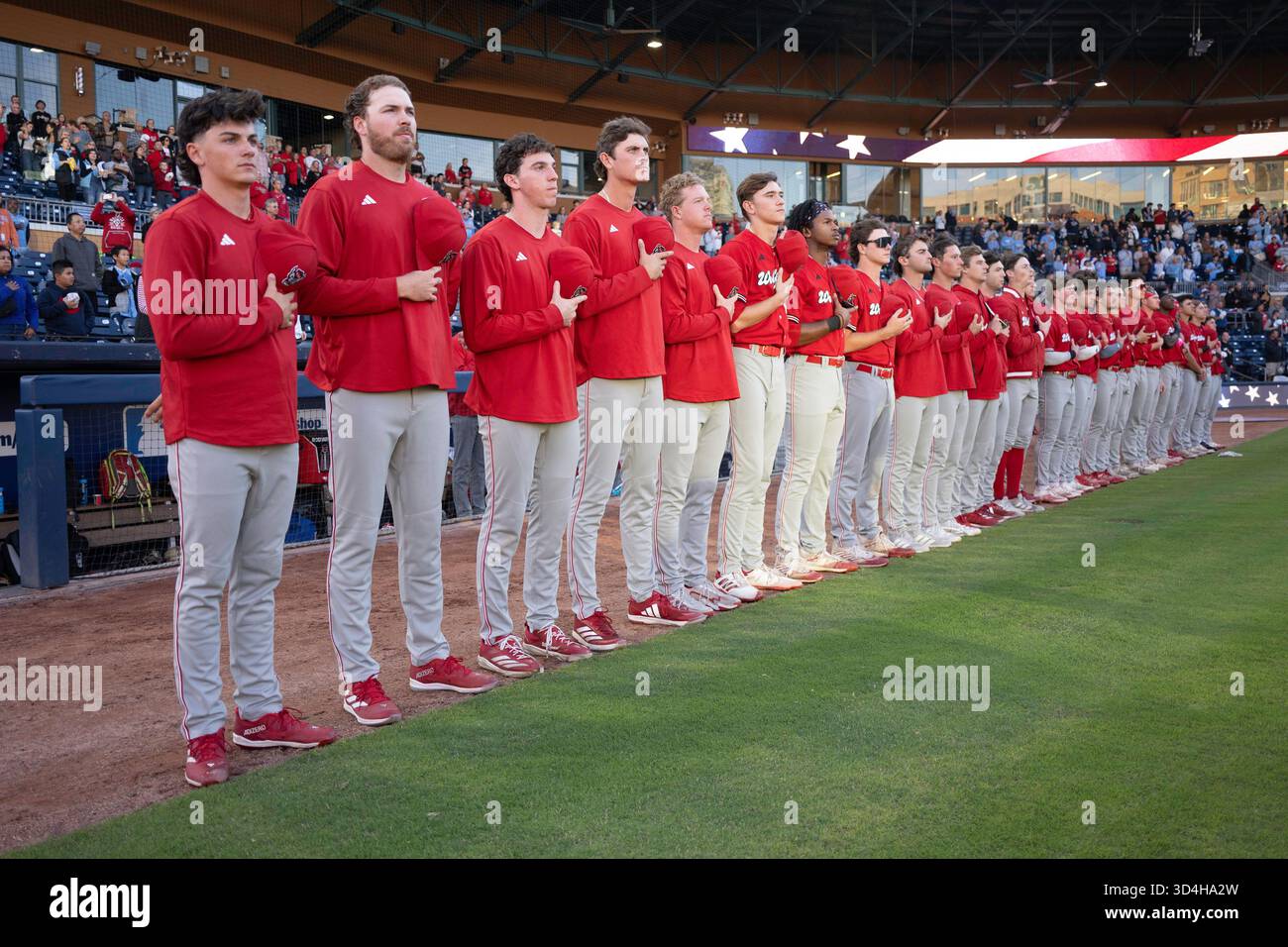 The NC State Wolfpack line up for the National Anthem before an NCAA ...