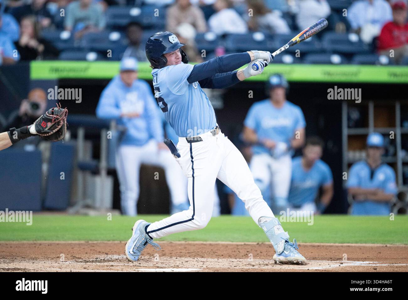 Rom Kellis V (25) of the UNC Tar Heels at bat during an NCAA exhibition ...