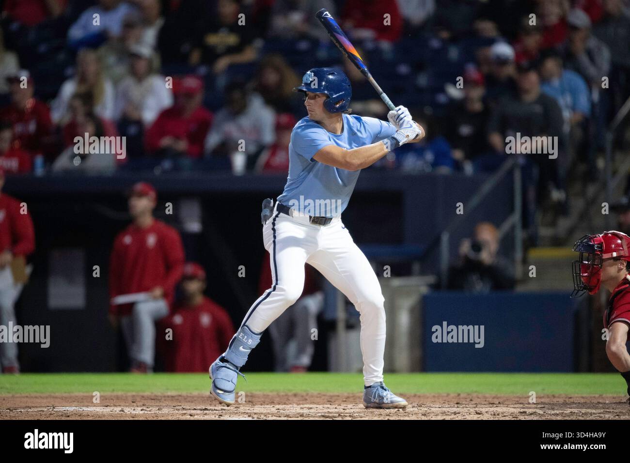 Jake Schaffner (2) of the UNC Tar Heels at bat during an NCAA ...