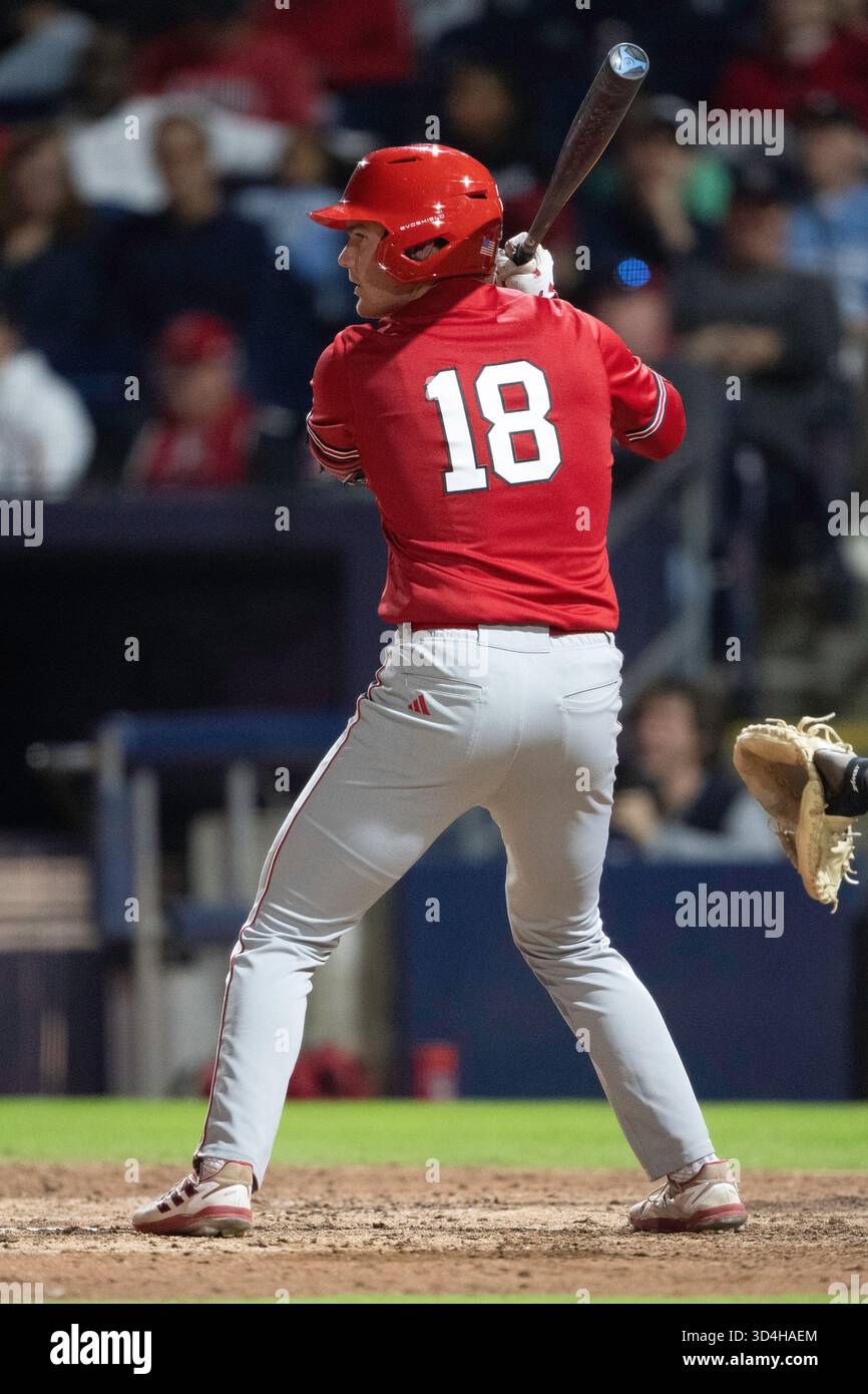 Wyatt Peifer (18) of the NC State Wolfpack at bat during an NCAA ...