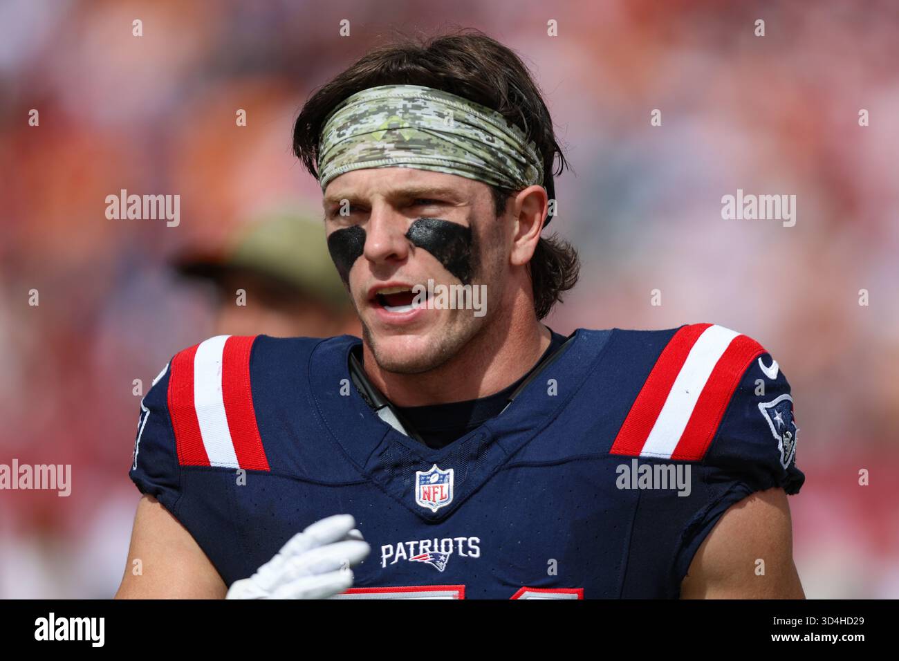 New England Patriots linebacker Jack Gibbens (51) walks the sideline ...