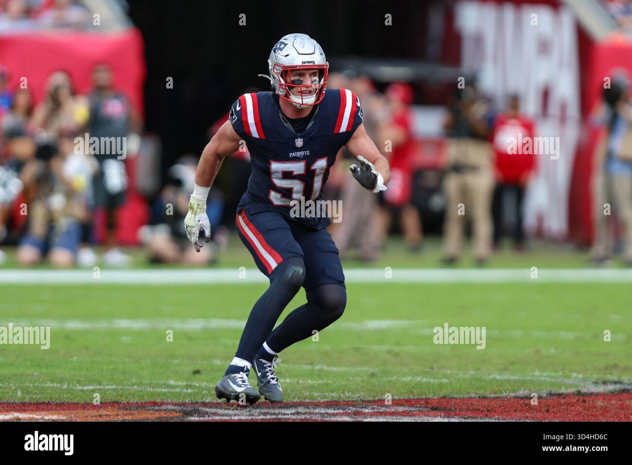 New England Patriots linebacker Jack Gibbens (51) runs to the ball ...