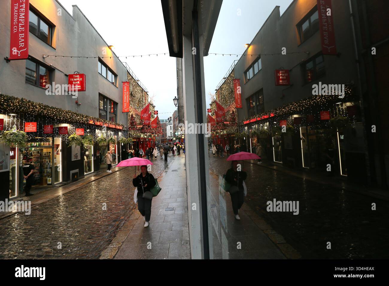 Dublin, Ireland - 07th November 2025 - A Temple Bar street with shop ...