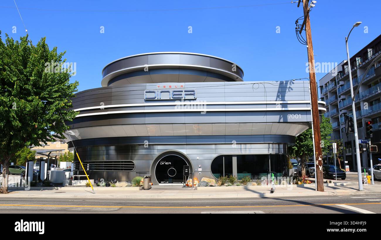 TESLA Diner, located at 7001 Santa Monica Blvd – Retro-futuristic diner ...