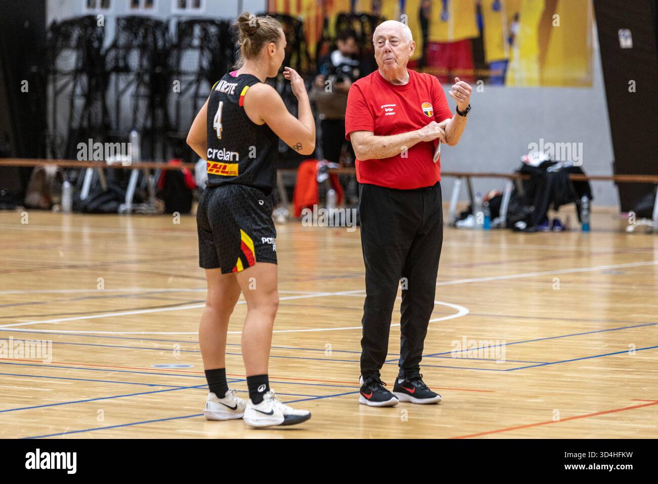 Belgium's Elise Ramette and Belgium's head coach Mike Thibault pictured ...
