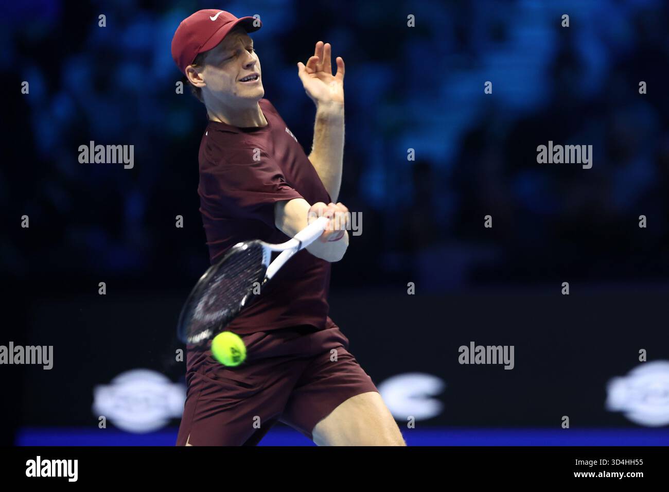 Jannik Sinner of Italy in action during the Round Robin singles match ...