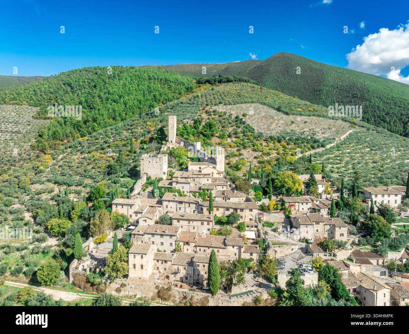 Aerial view of Pissignano: A Beautifully Restored Medieval Hilltop ...