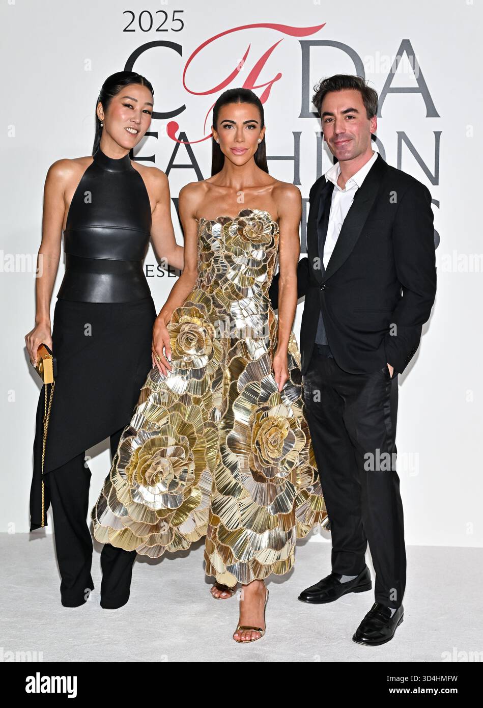 Laura Kim, left, Skye Hankey and Fernando Garcia attend the CFDA ...