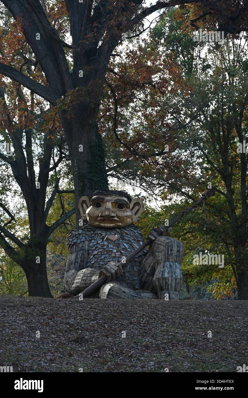Thomas Danbo's troll installation, Daddy Bird Eye, sits beneath an old ...