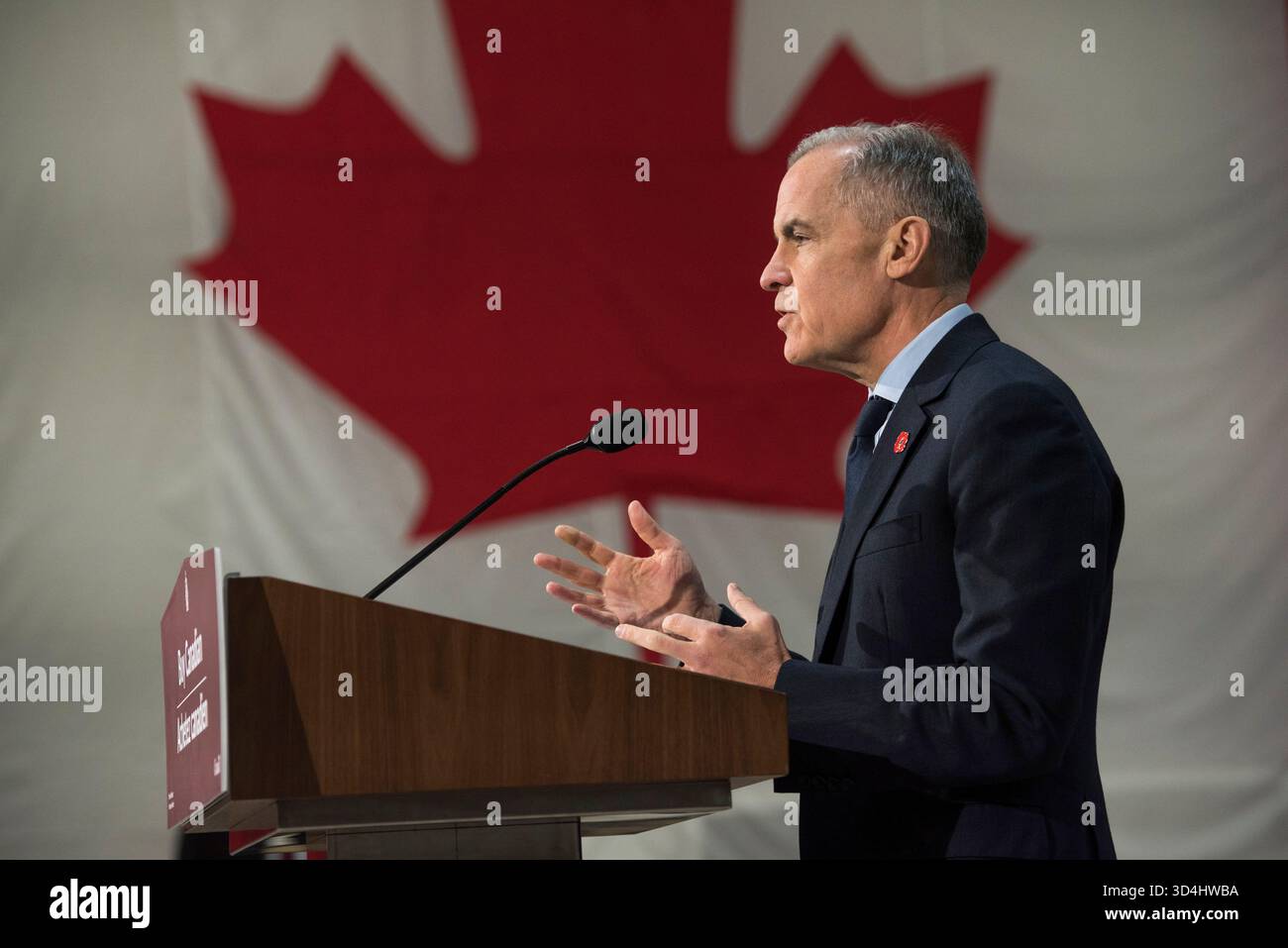 Prime Minister Mark Carney makes an announcement at the manufacturing ...