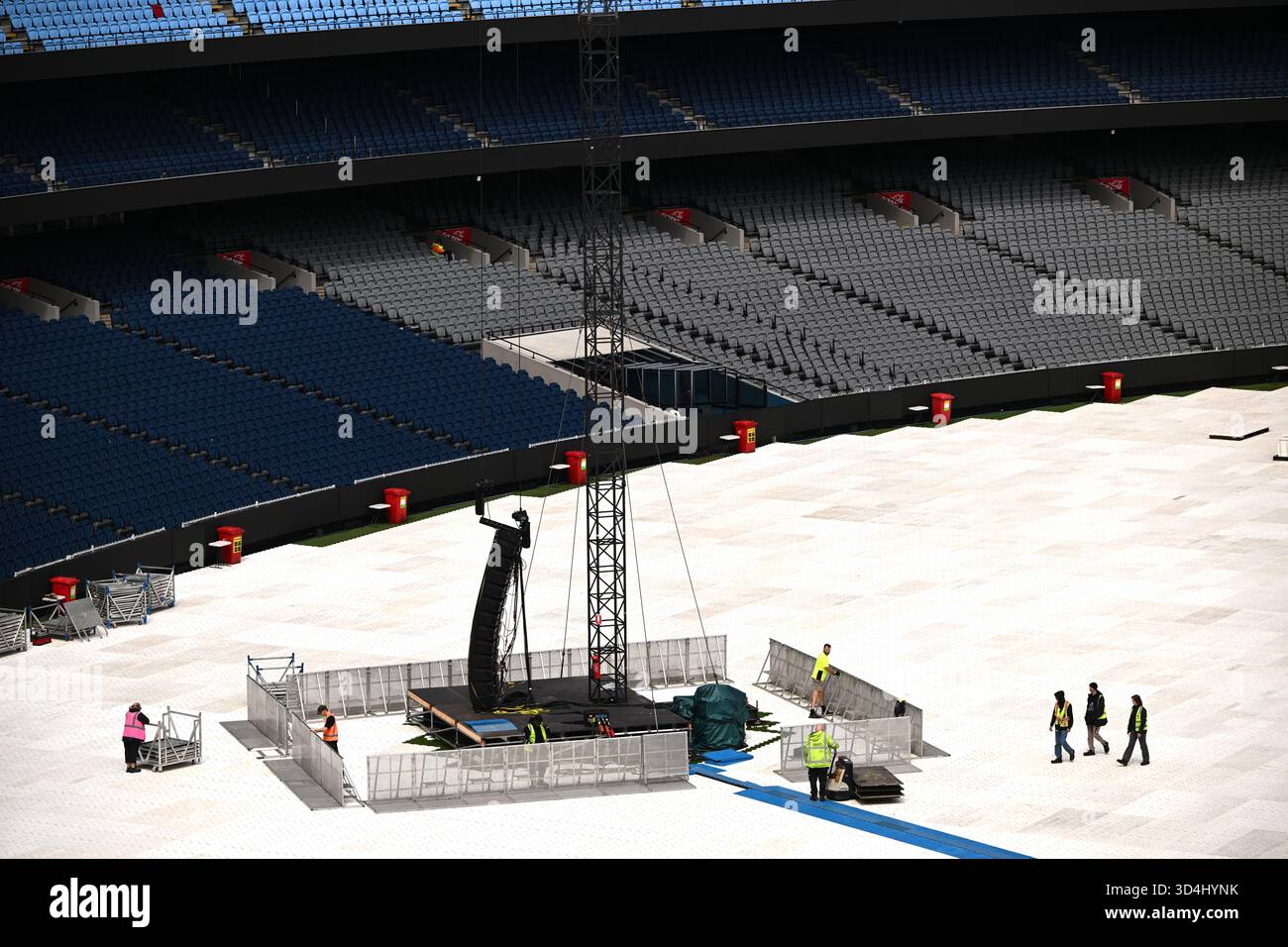 A general view of staging ahead of a concert by Australian rock band AC ...