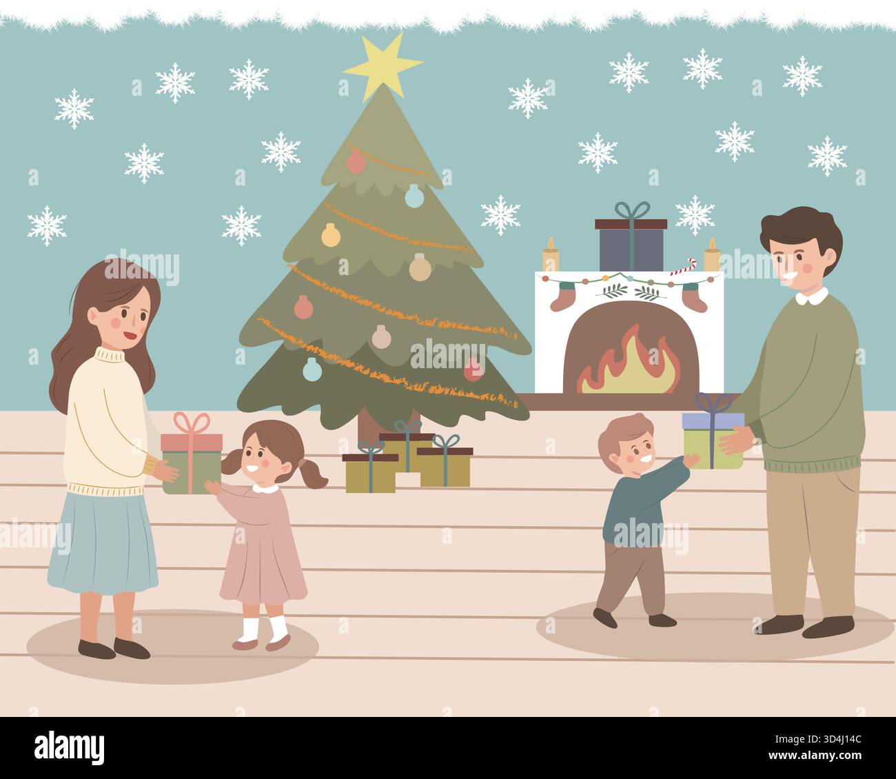 Cozy festive interior scene Stock Vector Images - Alamy