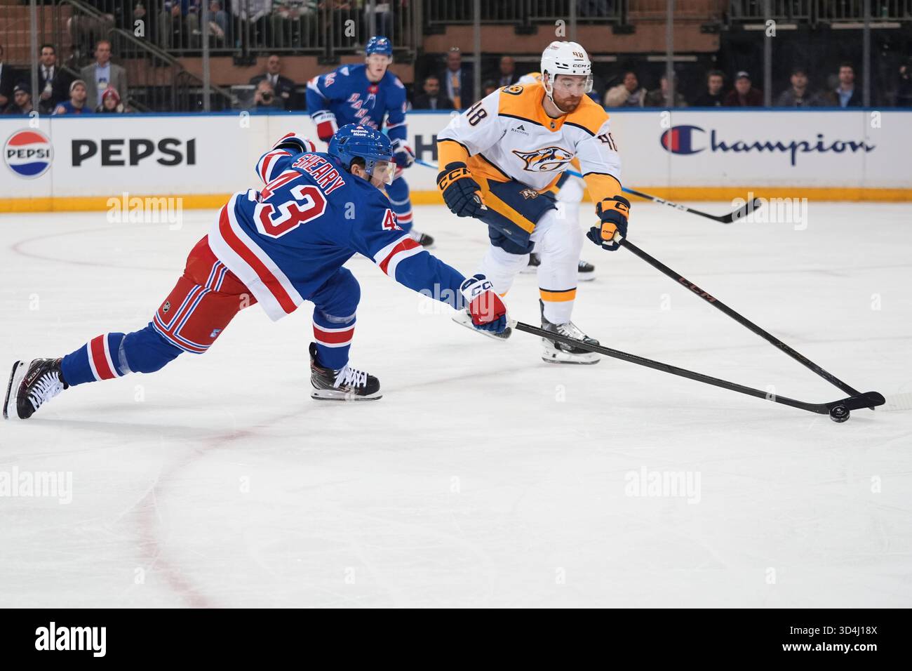 Nashville Predators' Nick Perbix (48) fights for control of the puck ...