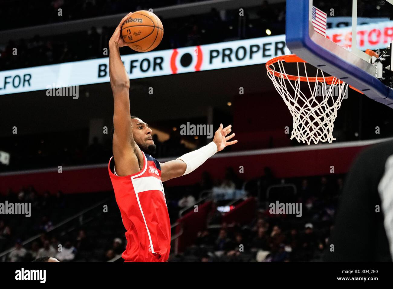 Washington Wizards center Alex Sarr dunks the ball during the first ...