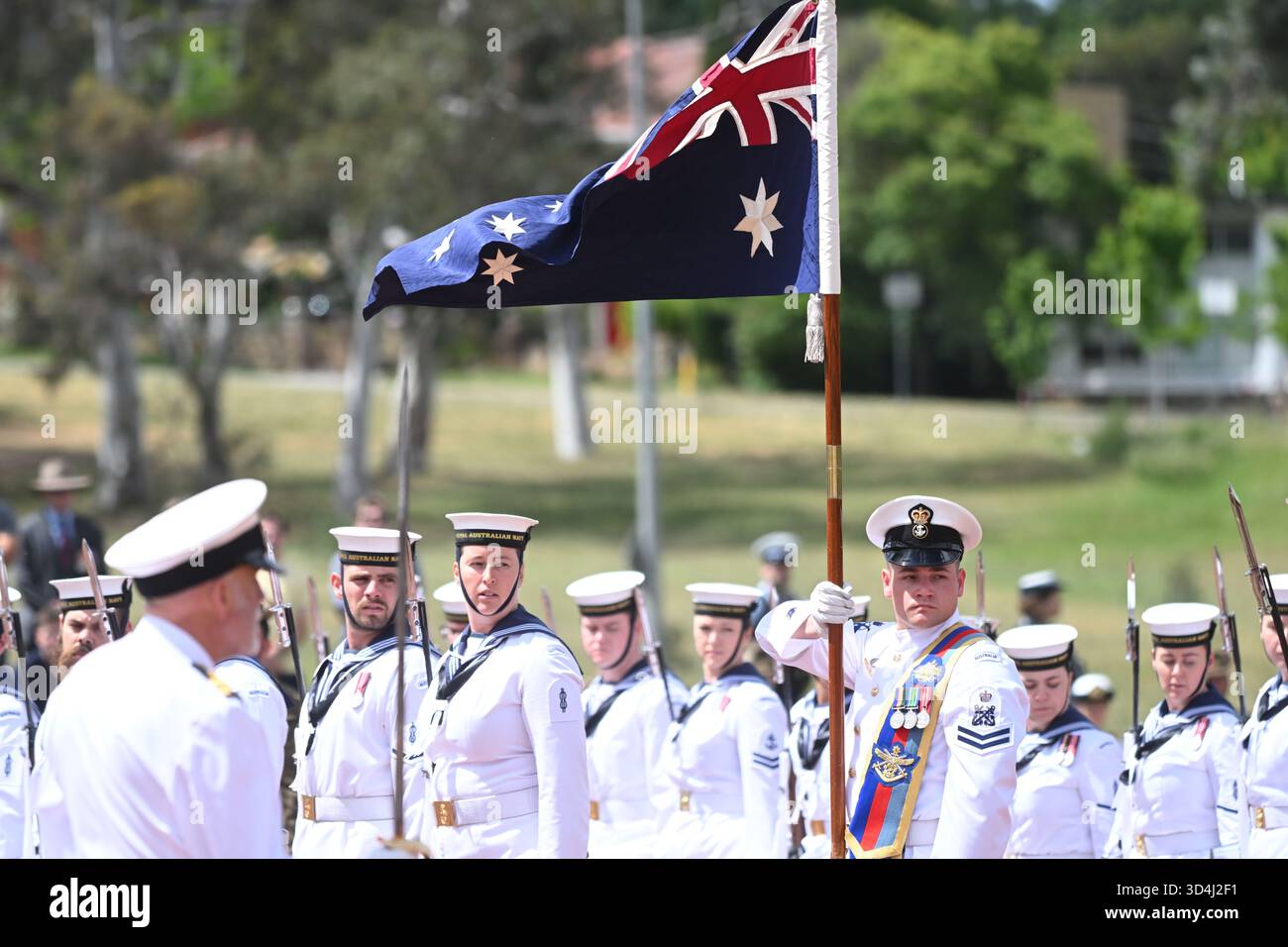 Military guard of honor marches during a Remembrance Day service at the ...