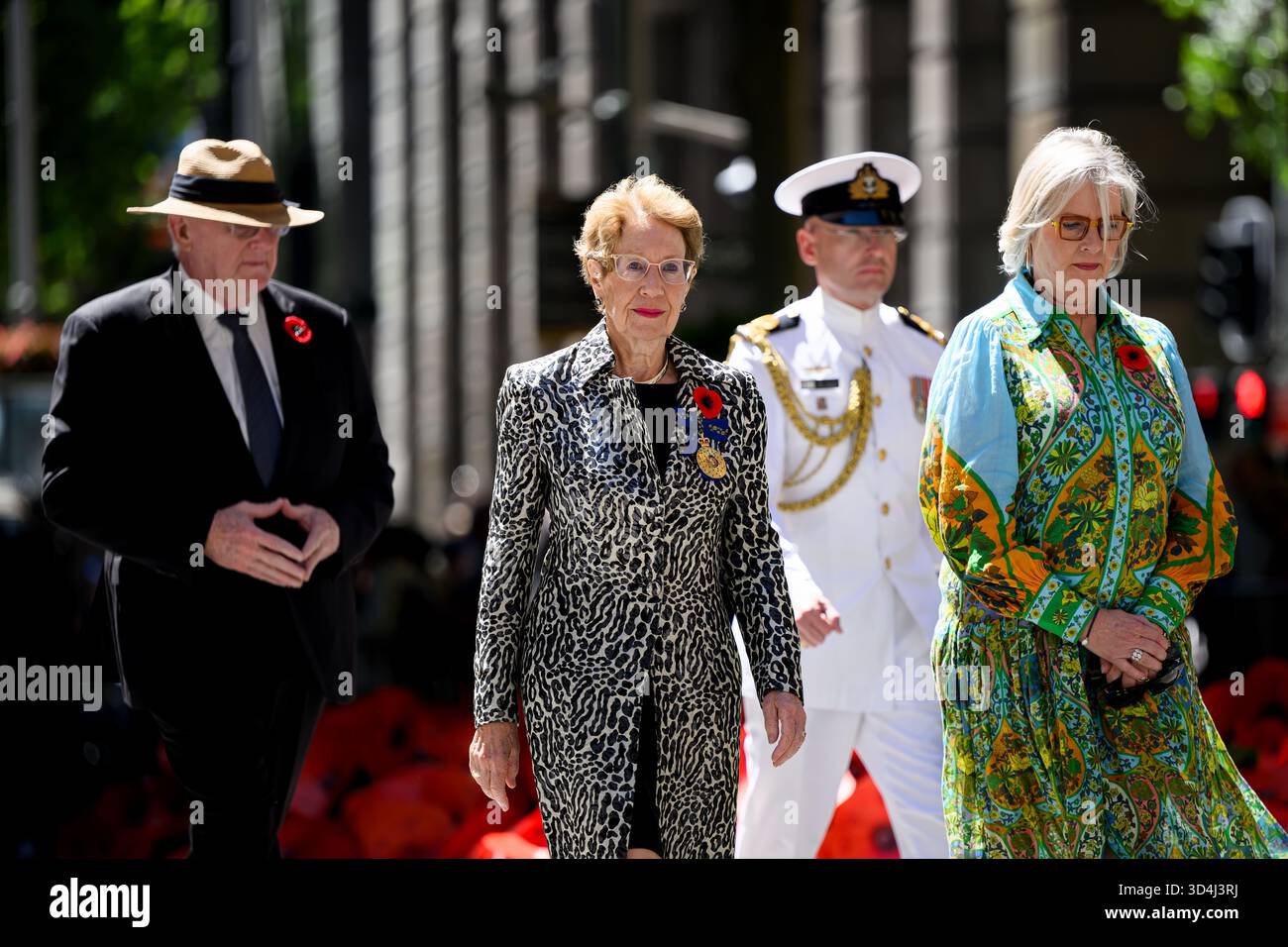 Governor of NSW Margaret Beazley (centre) arrives for the Remembrance ...