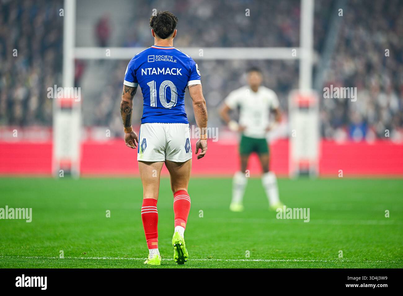 Illustration of the jersey number 10 of Romain Ntamack from back during ...