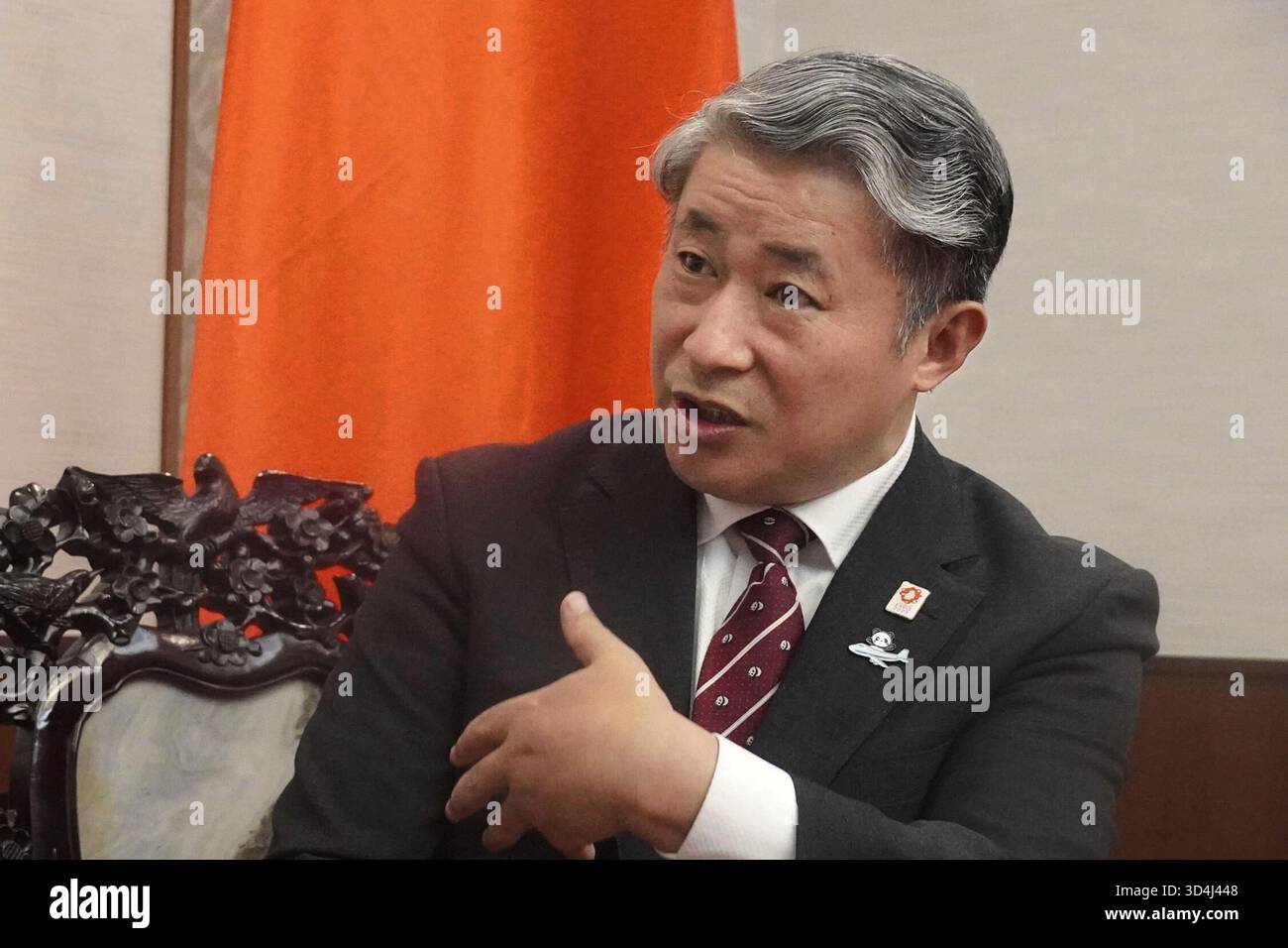 Xue Jian, Chinese consul general in Osaka, is interviewed in Osaka ...