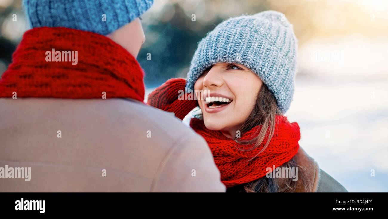 Joyful Winter Moments in a Snowy Landscape Shared by Two Friends ...