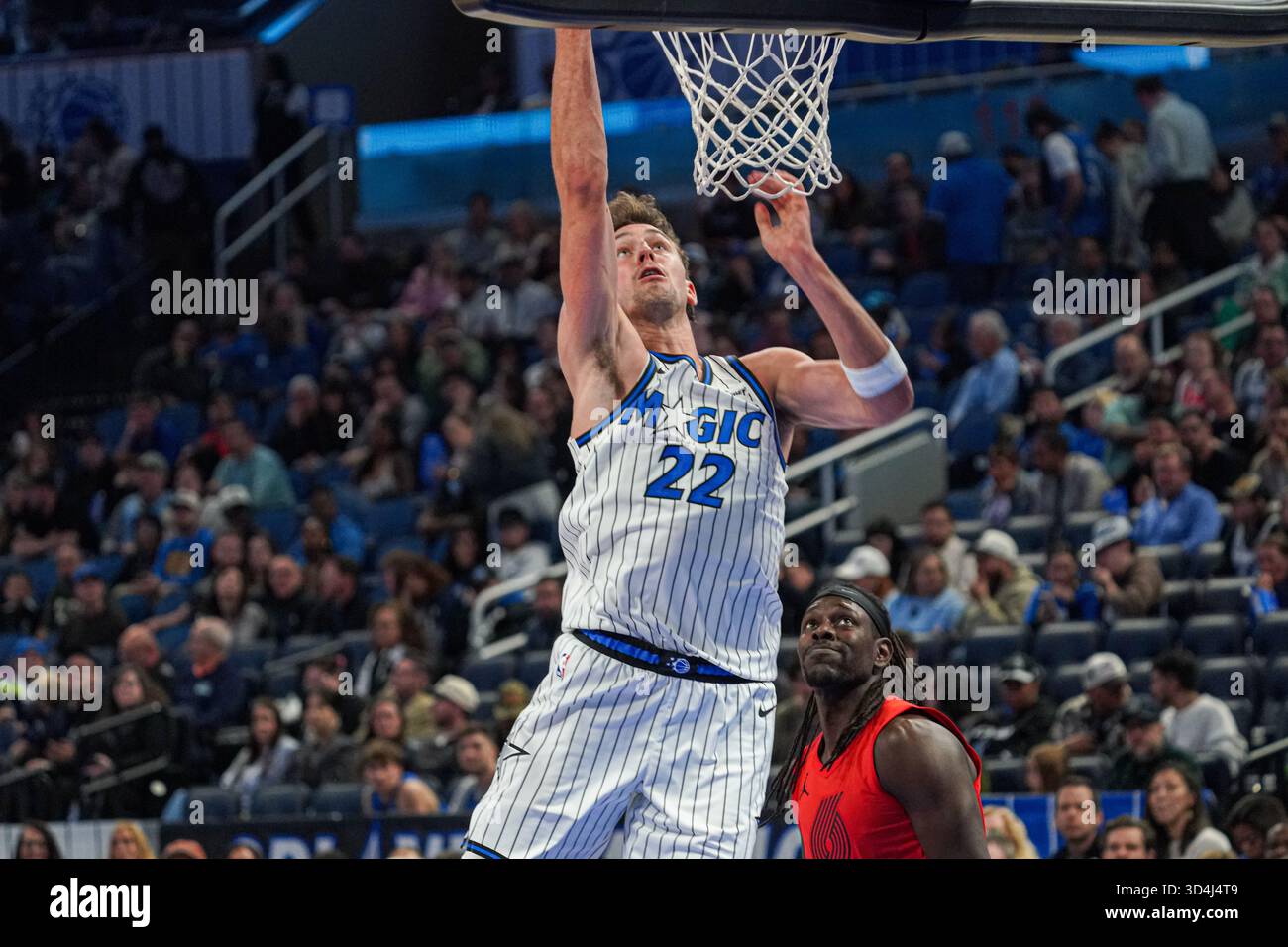 Orlando, Florida, USA, November 10, 2025, Orlando Magic forward Franz Wagner #22 makes a layup ...