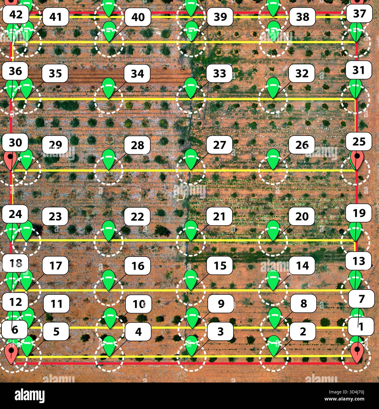 aerial mapping photogrammetry survey with a drone, agricultural crop ...
