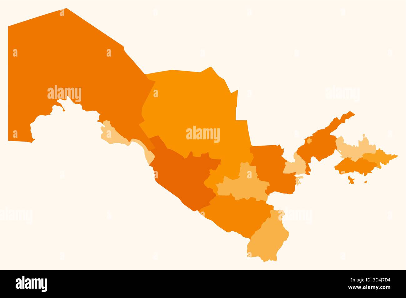 Map of Uzbekistan with regions. A simple country border map with ...