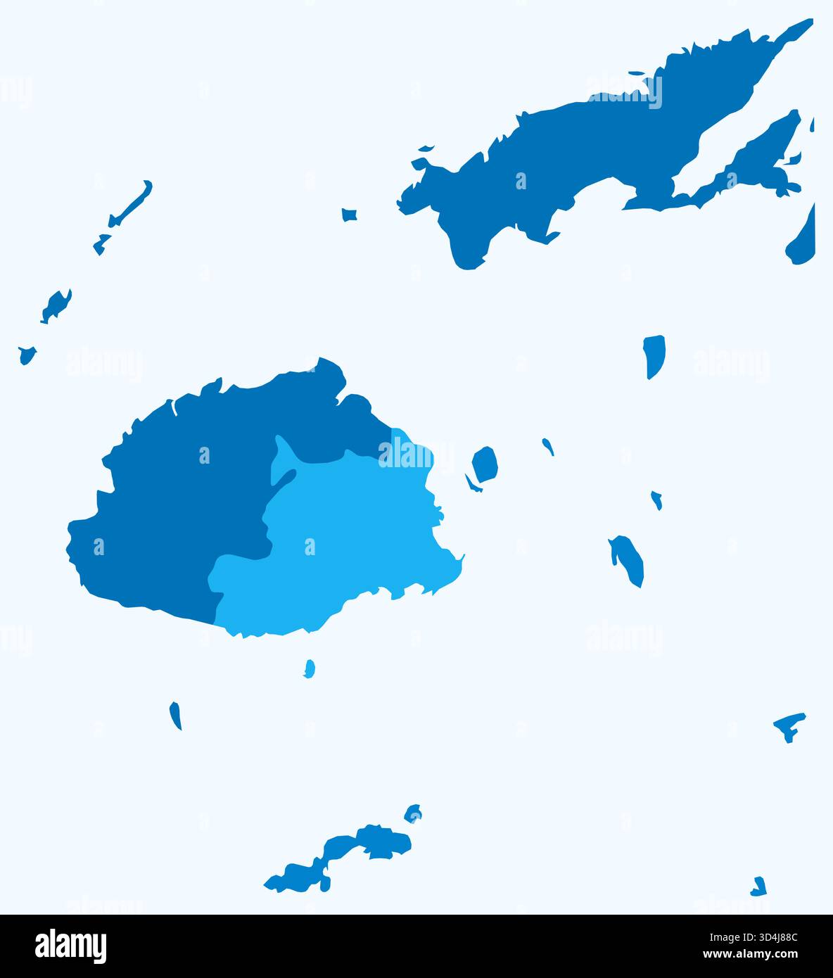 Map of Fiji with regions. Just a simple country border map with region ...