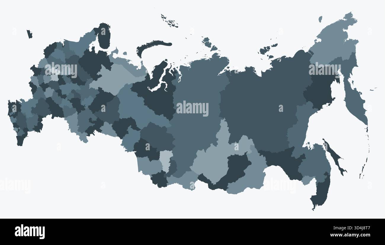 Detailed map russia regions Cut Out Stock Images & Pictures - Alamy
