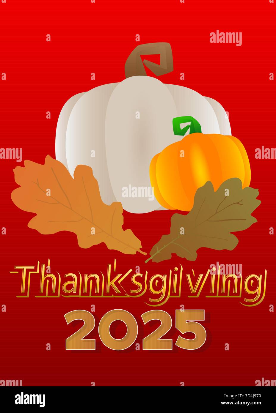 Thanksgiving 2025 text with Autumn leaf and Pumpkin. Poster for ...