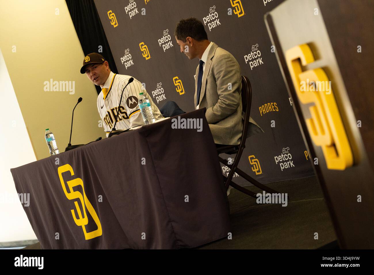 November 10, 2025, San Diego, CA: Craig Stammen sits alongside Padres ...