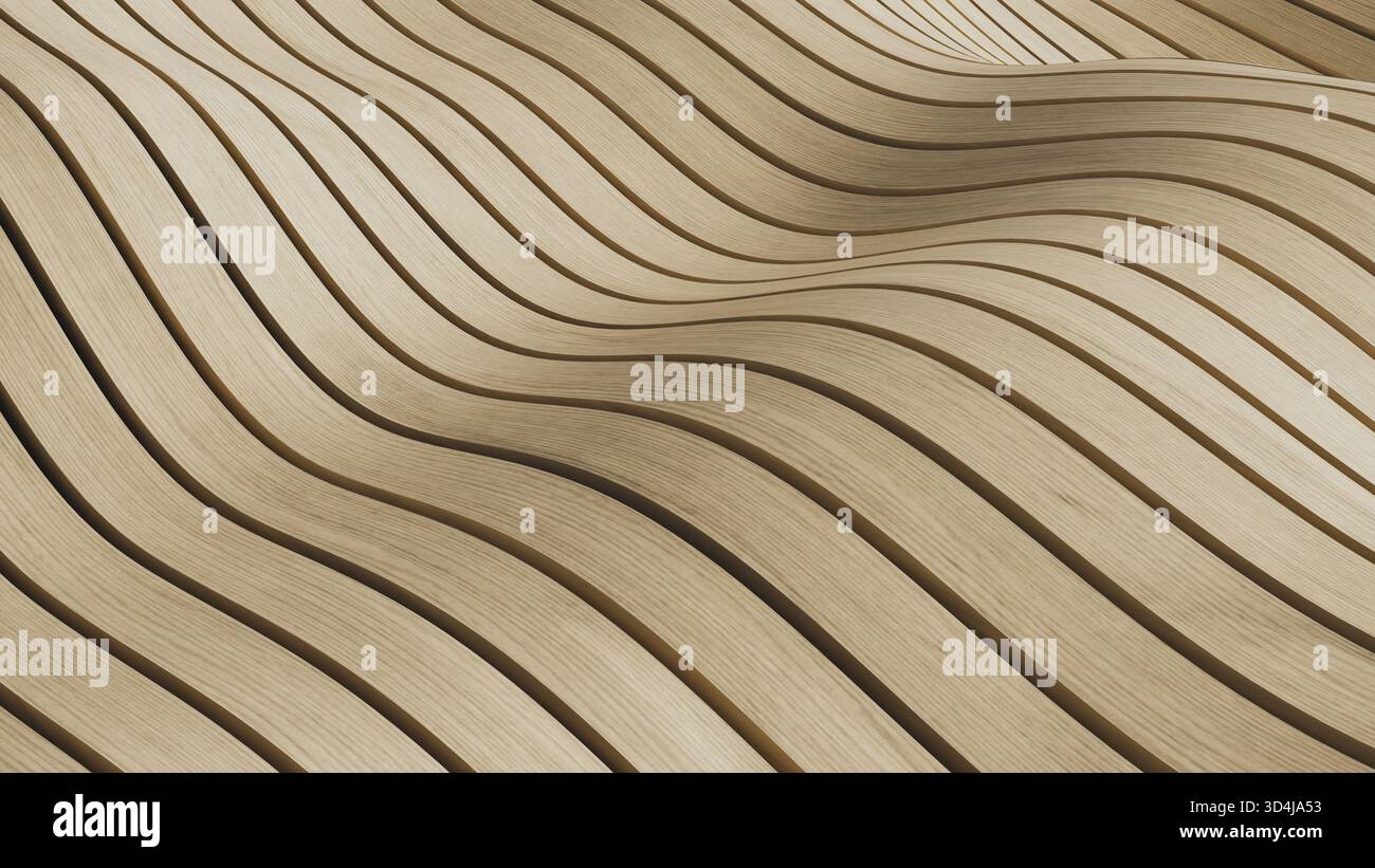 Abstract Wavy Wood Panels Background. 3d rendering Stock Photo - Alamy